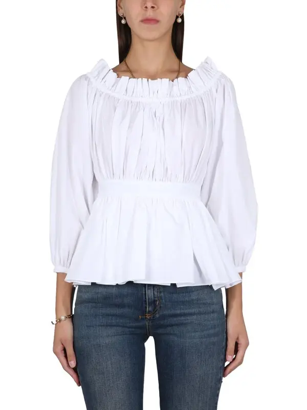 Alexander McQueen Cotton Poplin Top - White