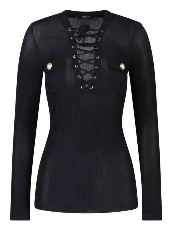 Balmain Lace-up Top - Black