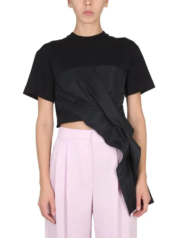 Alexander McQueen Draped Hybrid T-shirt - Black