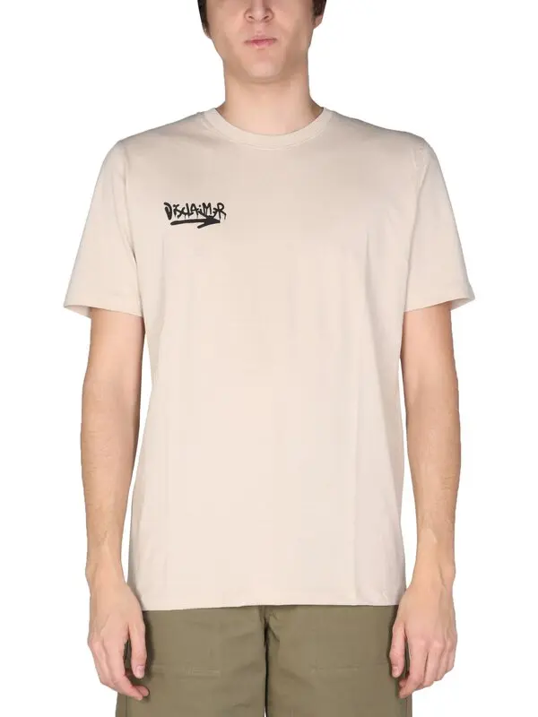 DISCLAIMER T-shirt With Logo Print - Beige