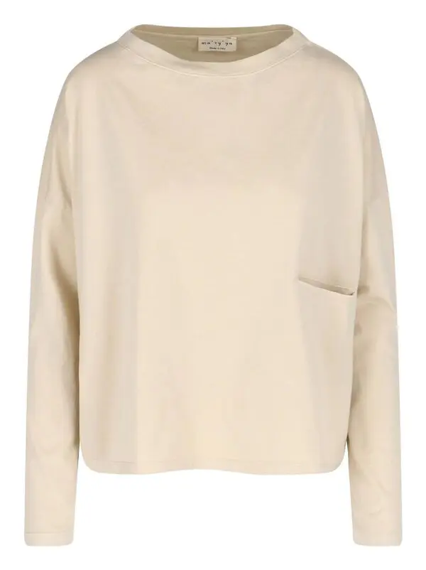 MA'RY'YA Round Neckline T-shirt - Beige