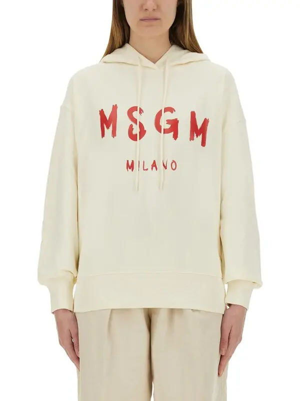 MSGM Sweatshirt With Brushed Logo - Ivory