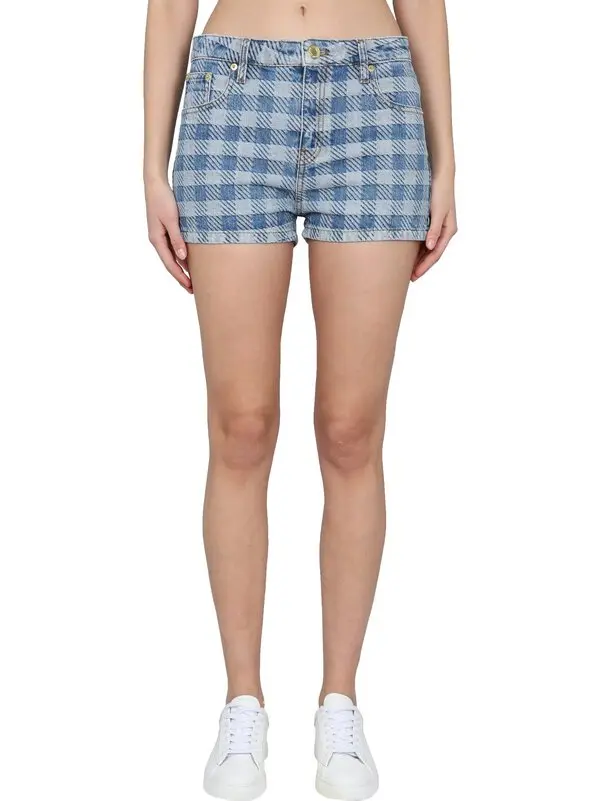Ami Check Denim Shorts - Blue