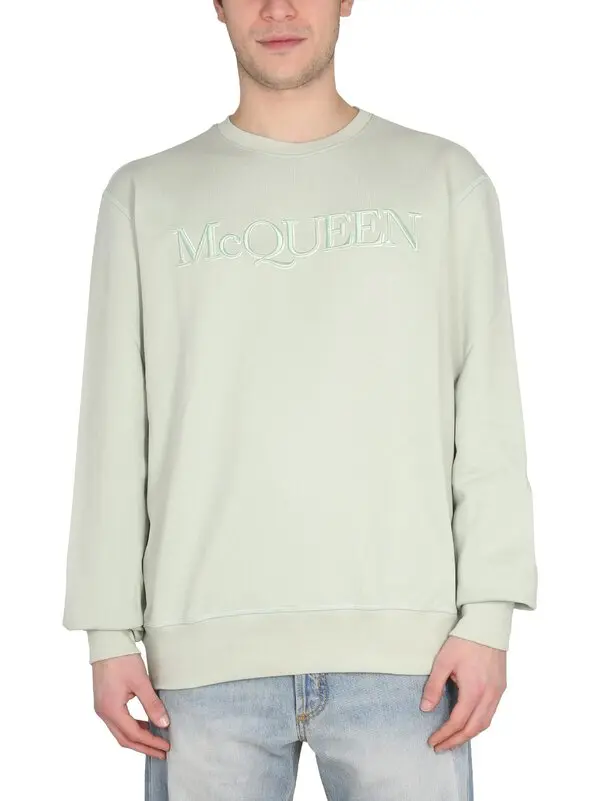 Alexander McQueen Sweatshirt With Logo Embroidery - Green