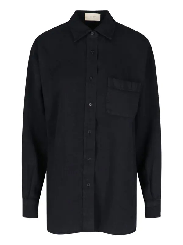 THE ROW Nesson Linen Denim Shirt - Black