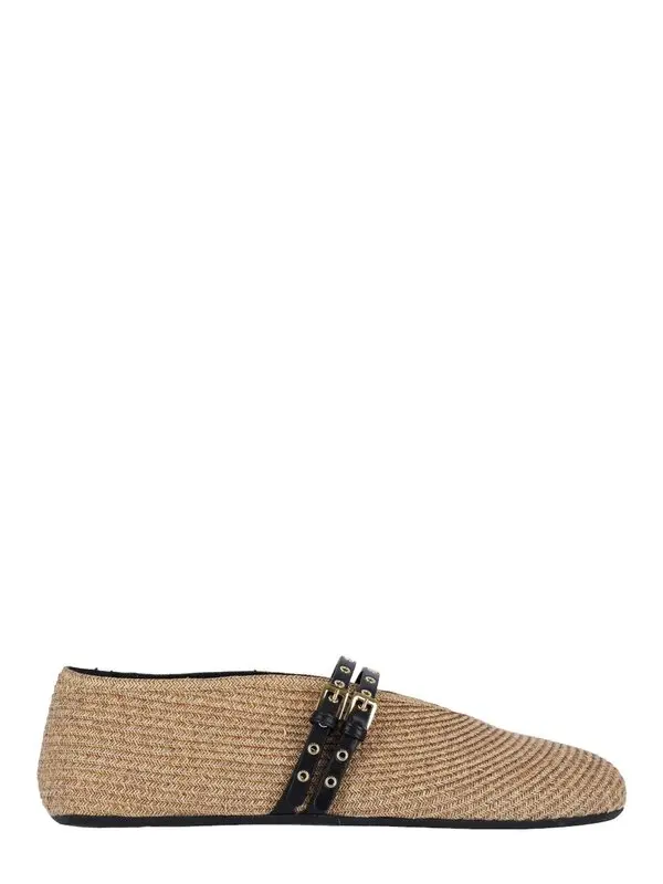 Alaïa Flat Straw Ballerinas - Beige