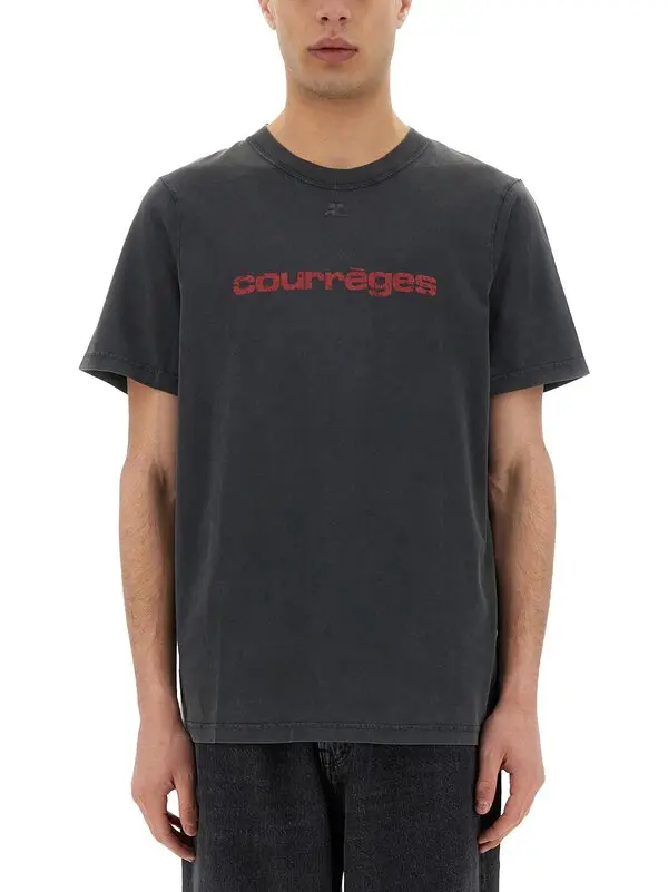 COURREGES Logo Print T-shirt - Black