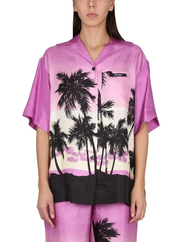 Palm Angels Sunset Print Shirt - Purple