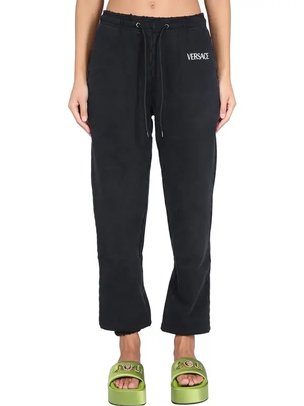 Versace Jogging Pants With Logo - Black