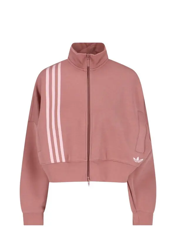 Adidas Off Placed 3 Stripes Zipped Sweatshirt - Pink