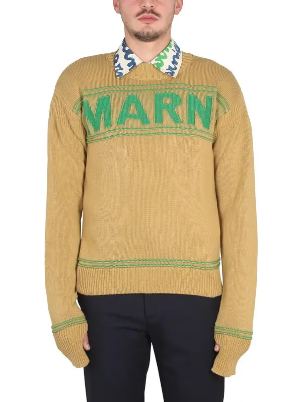 Marni Knit Sweatshirt With Logo - Yellow