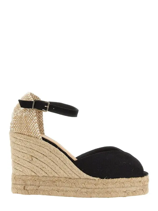 CastaÑer Sandalwood Espadrille Wedge Sandals - Black