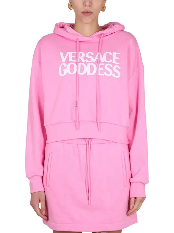 Versace Cropped Hooded Sweatshirt - Pink
