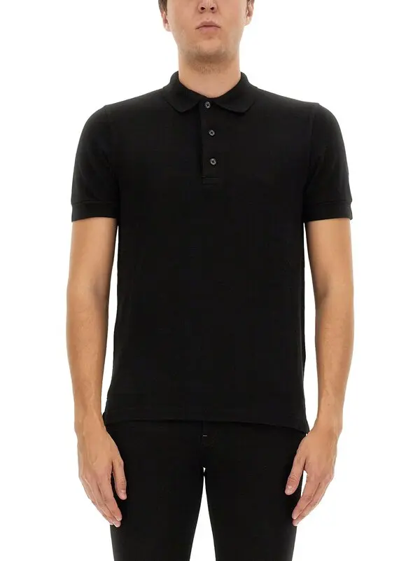 TOM FORD Piquet Polo - Black
