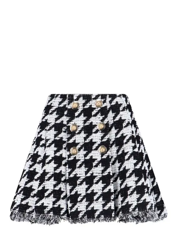 Balmain Houndstooth Mini Skirt - Black