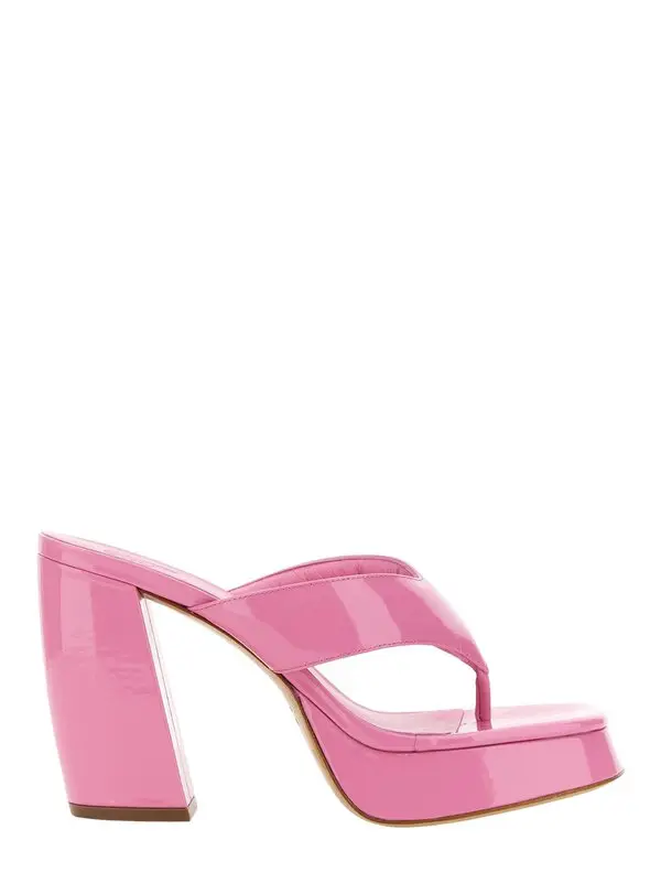 GIA BORGHINI Patent Thong Sandals - Pink