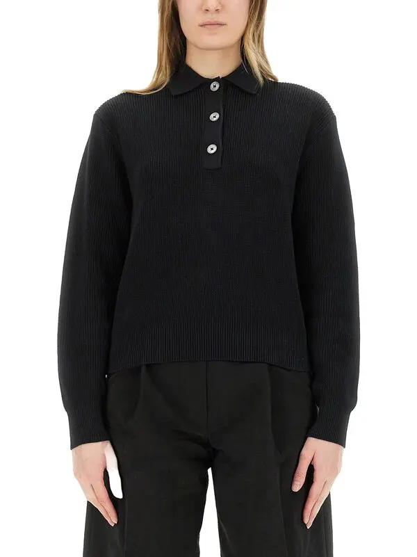 Studio Nicholson Chesapeake Knit Polo Shirt - Black