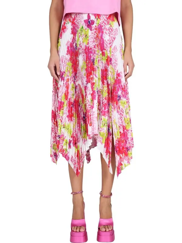 Versace Pleated Floral Skirt - Multicolour