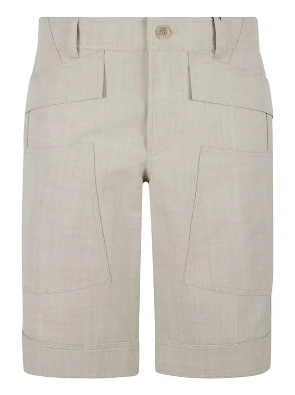 Burberry Grain De Poudre Wool Bermuda Shorts - Beige