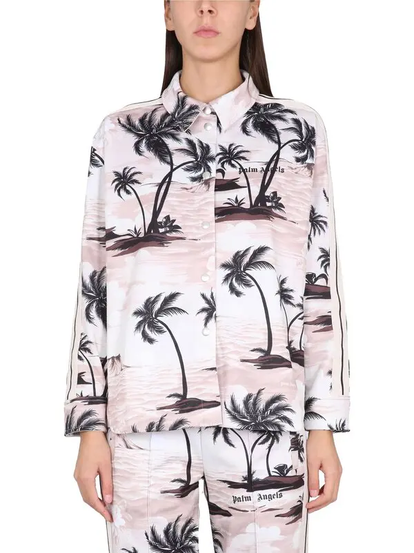 Palm Angels Island Print Shirt - Beige