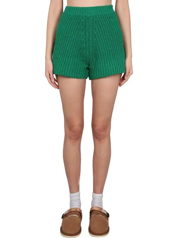 Alanui Knit High-waisted Shorts - Green