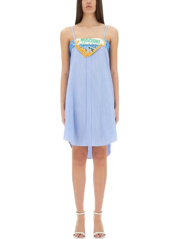 Moschino Patchwork Cotton Dress - Baby Blue