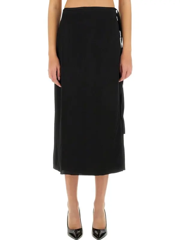 Theory Silk Midi Skirt - Black