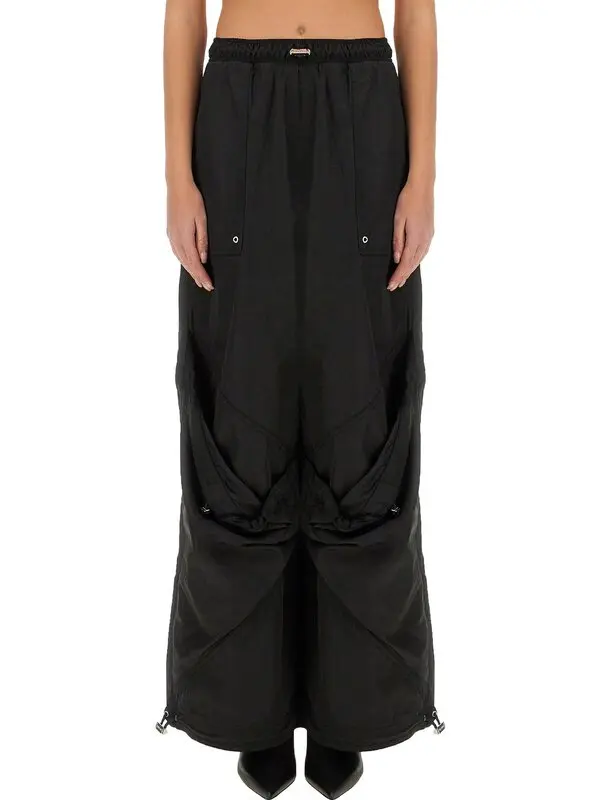Attico Wide Leg Long Pants - Black