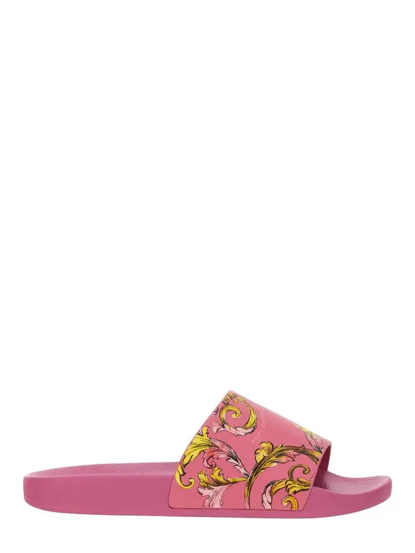 Versace Slide Sandal With Logo - Pink