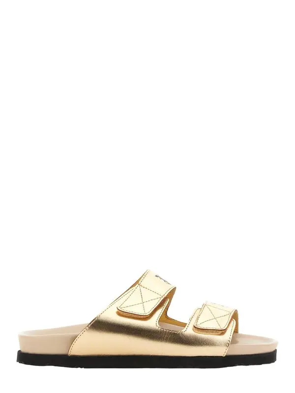 Palm Angels Sandal With Logo - Gold