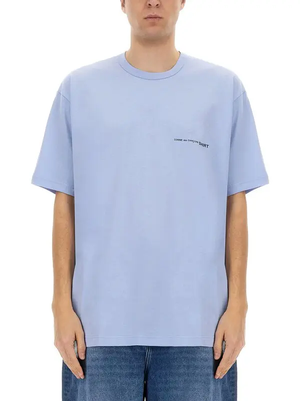 Comme Des Garçons T-shirt With Logo - Baby Blue