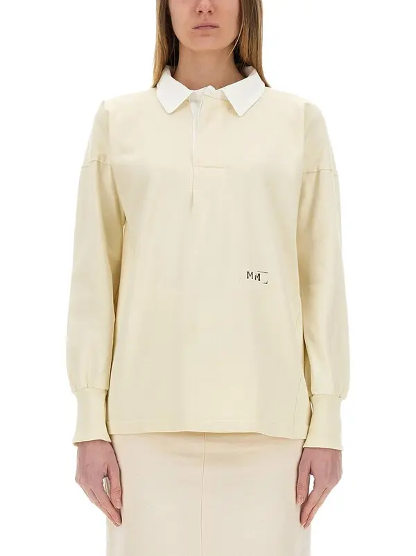 MAISON MARGIELA Printed Cotton Polo Shirt - Ivory