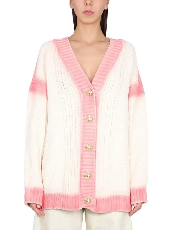 Palm Angels Patent Leather Effect Cardigan - White