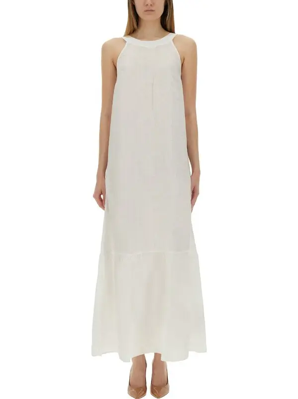 120% Lino Long Linen Dress - White
