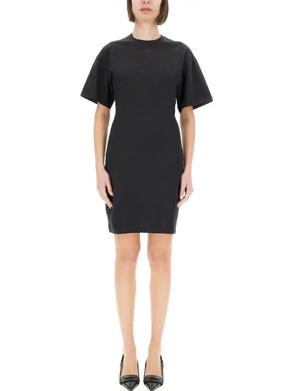 COURREGES Short Cotton Dress - Black