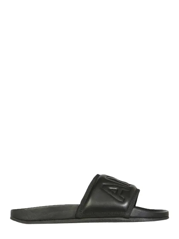 AMBUSH Leather Slide Sandals - Black