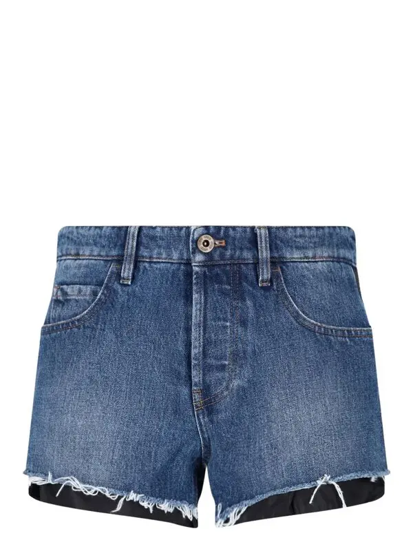 Miu Miu Denim Logo Shorts - Blue