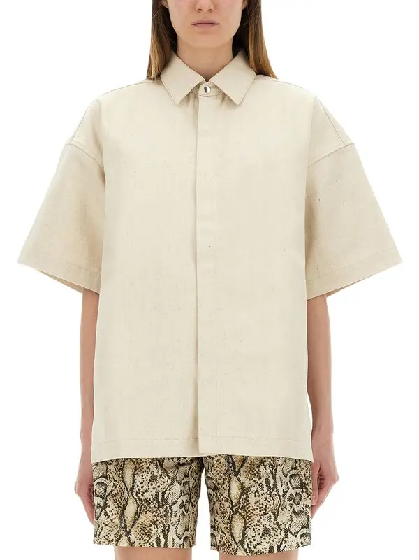 JIL SANDER Heavy Cotton Oversized Fit Shirt - Beige