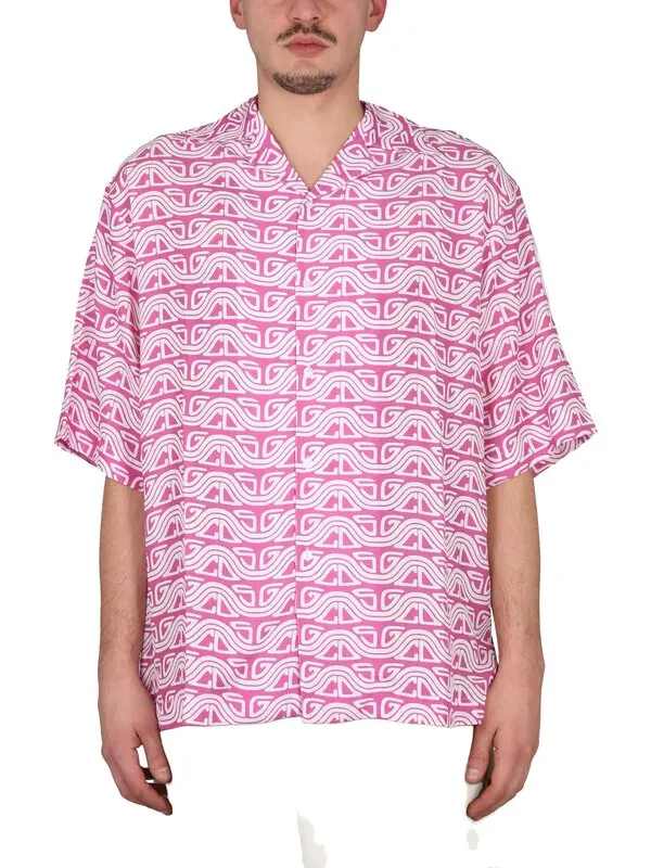 Gcds Monogram Waved Shirt - Fuchsia