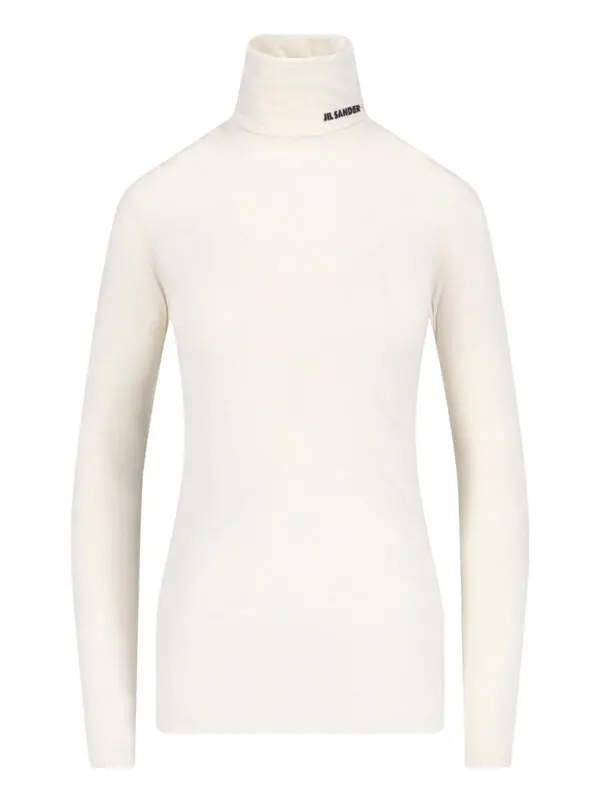 JIL SANDER Logo Turtleneck - Cream