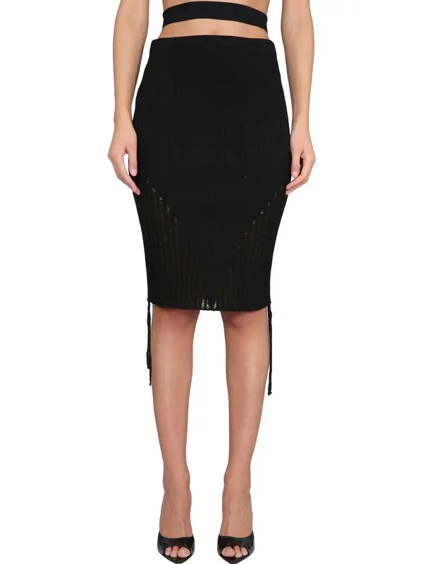 ANDREĀDAMO Ribbed Midi Skirt - Black