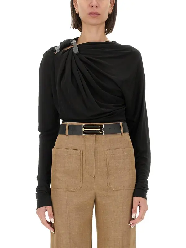 Victoria Beckham Draped Top - Black