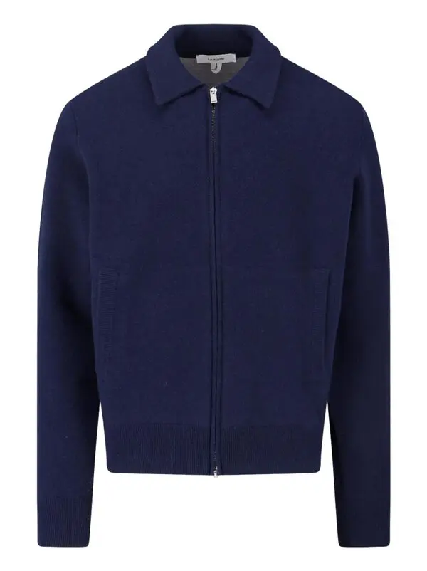 LARDINI Wool Zip Jacket - Blue