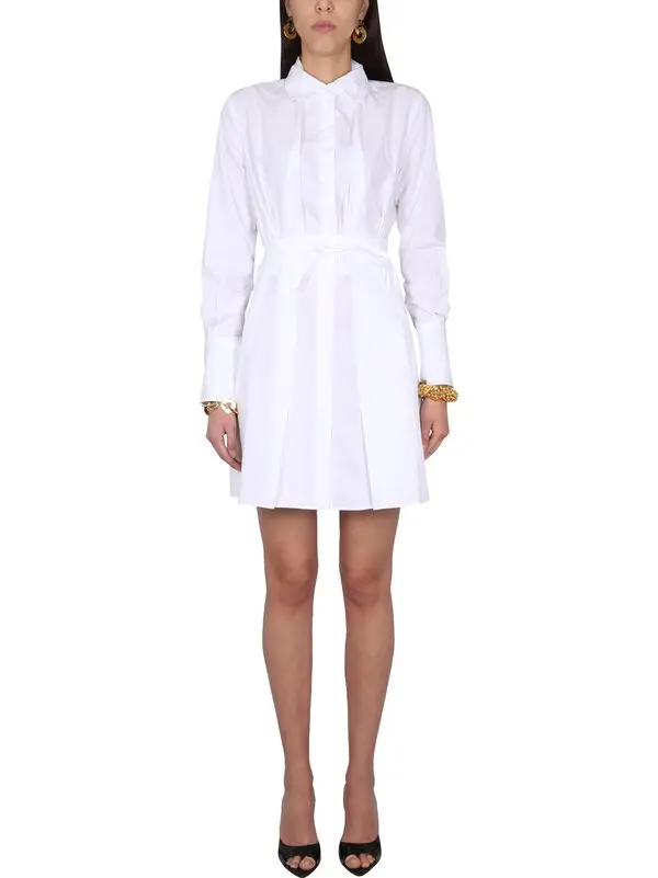 Patou Pleated Shirt Dress - White