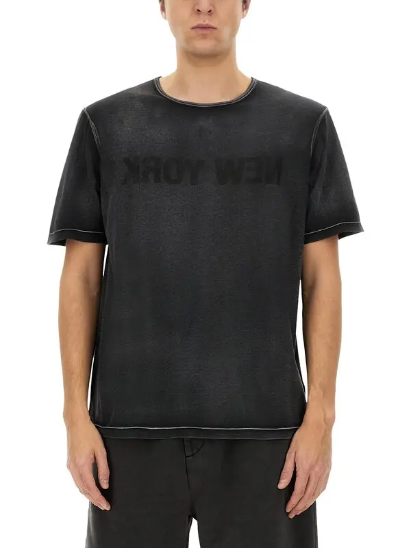 Helmut Lang Garment-dyed New York" T-shirt - Black
