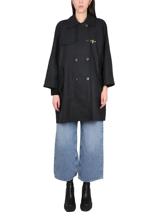FAY Double-breasted Trench Coat - Black