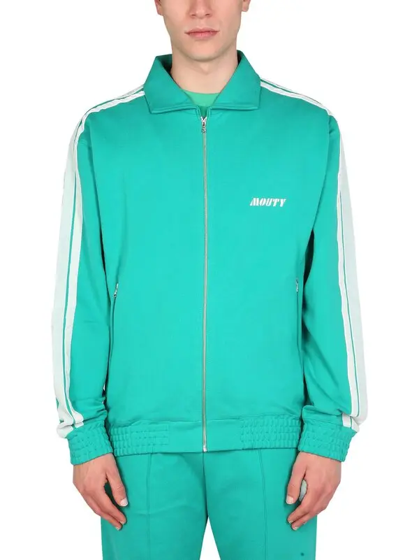 MOUTY Logo Embroidery Zip Up Sweatshirt - Green
