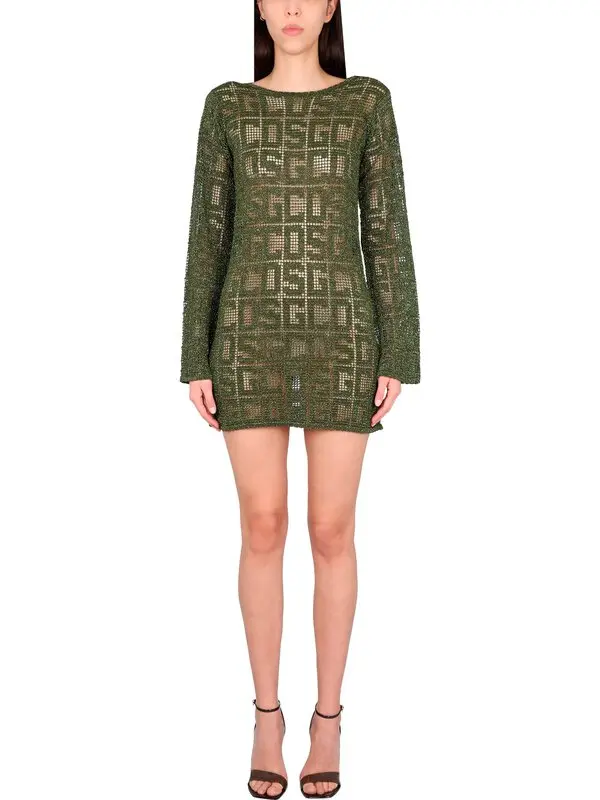 Gcds Monogram Macrame Dress - Military Green