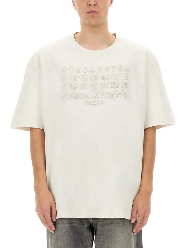 MAISON MARGIELA T-shirt With Embroidered Logo - Ivory