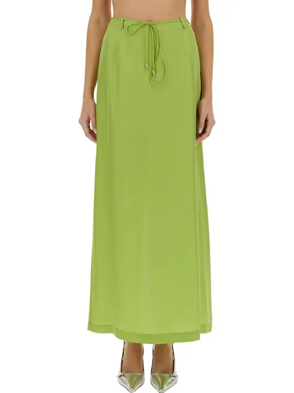 ALYSI Long Silk Skirt - Green